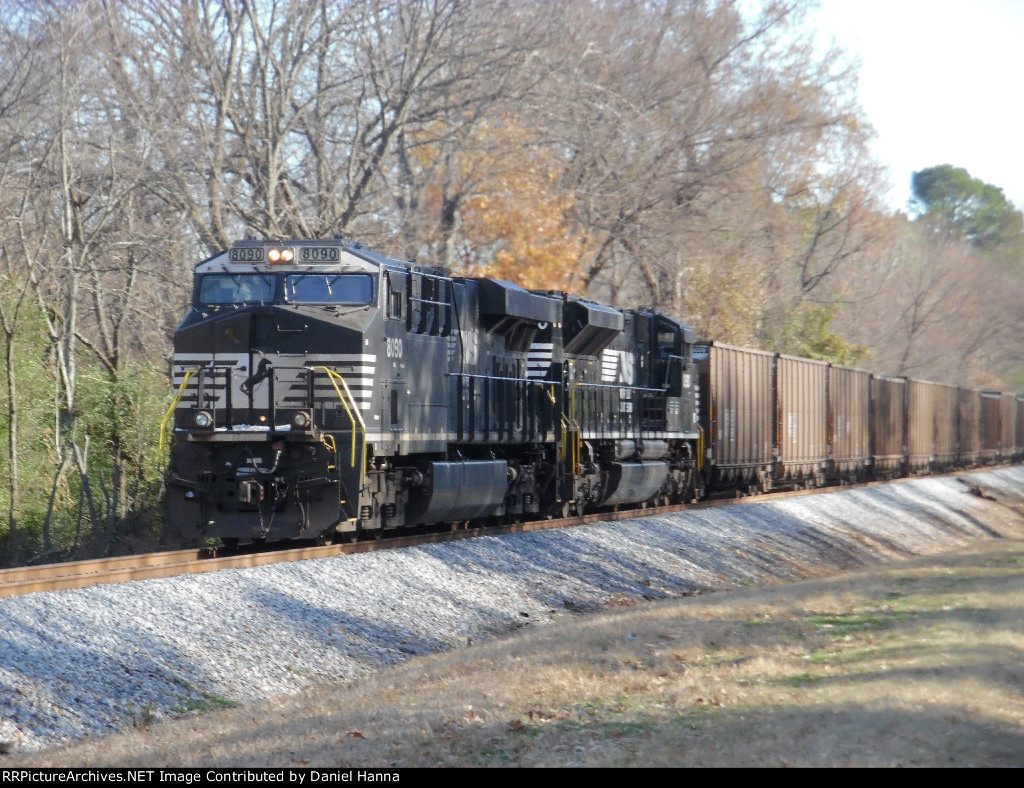 NS SD70ACe & an ES44AC work as DPU's on the rear of a loaded coal train